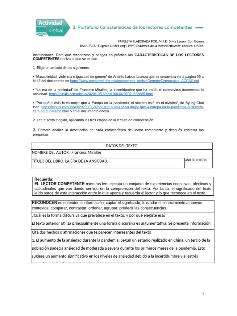 Características de Los Lectores Competentes | PDF