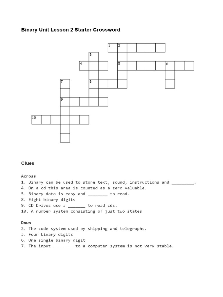Lesson 2 Starter Crossword | PDF