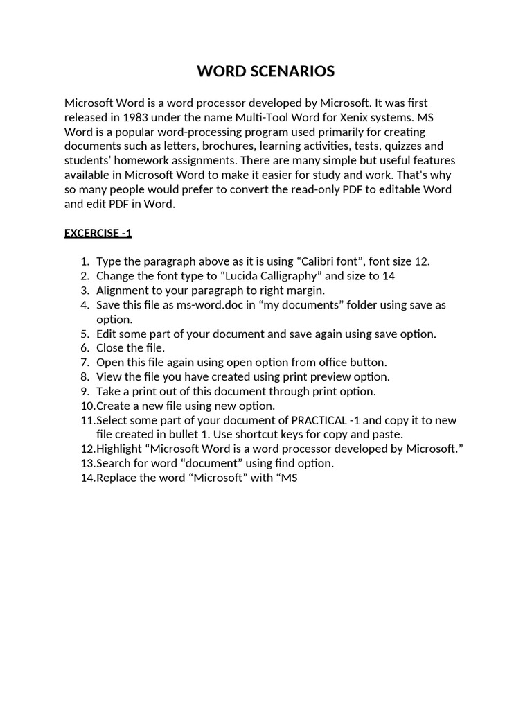 Microsoft Word Scenarios | PDF
