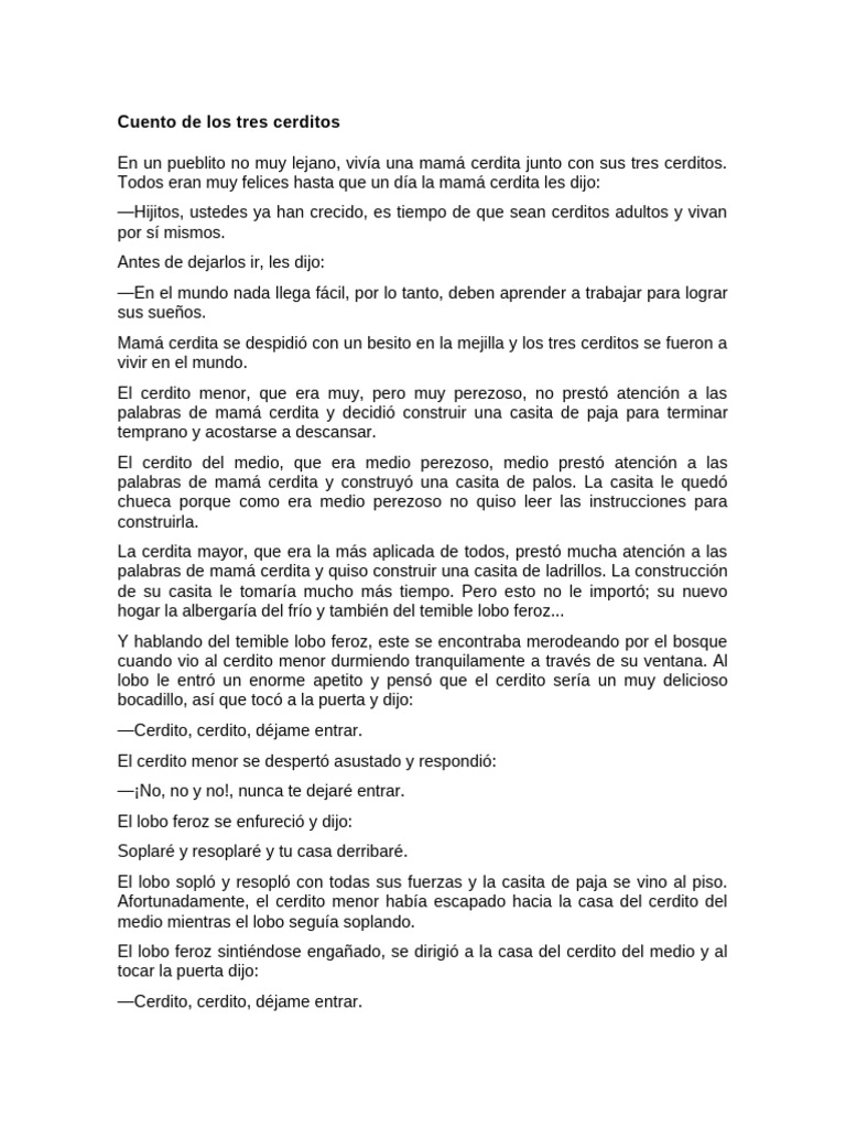 Cuento De Los Tres Cerditos Pdf