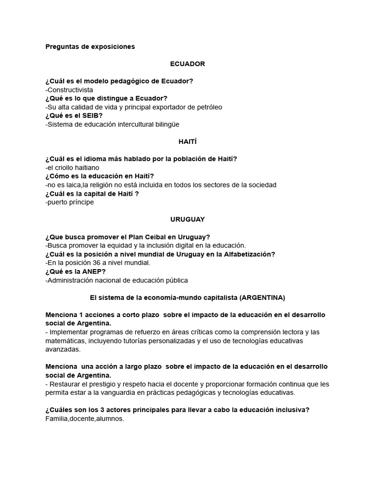 Preguntas Exposiciones | PDF