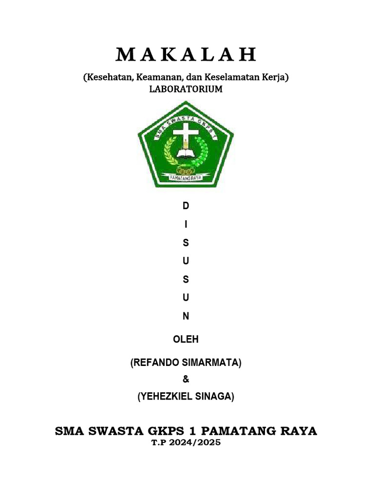 (Kesehatan, Keamanan, Dan Keselamatan Kerja) Laboratorium: Sma Swasta ...