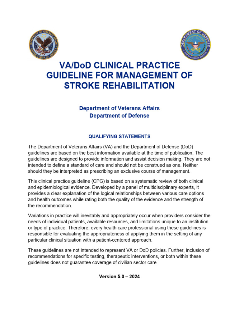 VADoD 2024 Stroke Rehab CPG Full CPG Final 508 | PDF