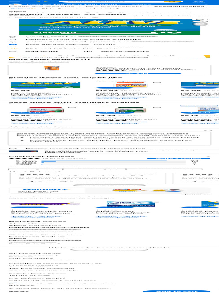 Aleve Headache Pain Reliever Naproxen Sodium Tablets, 90 Count | PDF ...