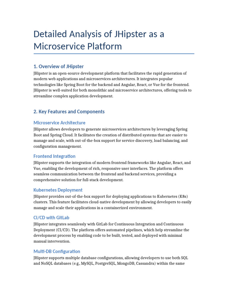 JHipster Analysis Report | PDF | Databases | Computer Architecture