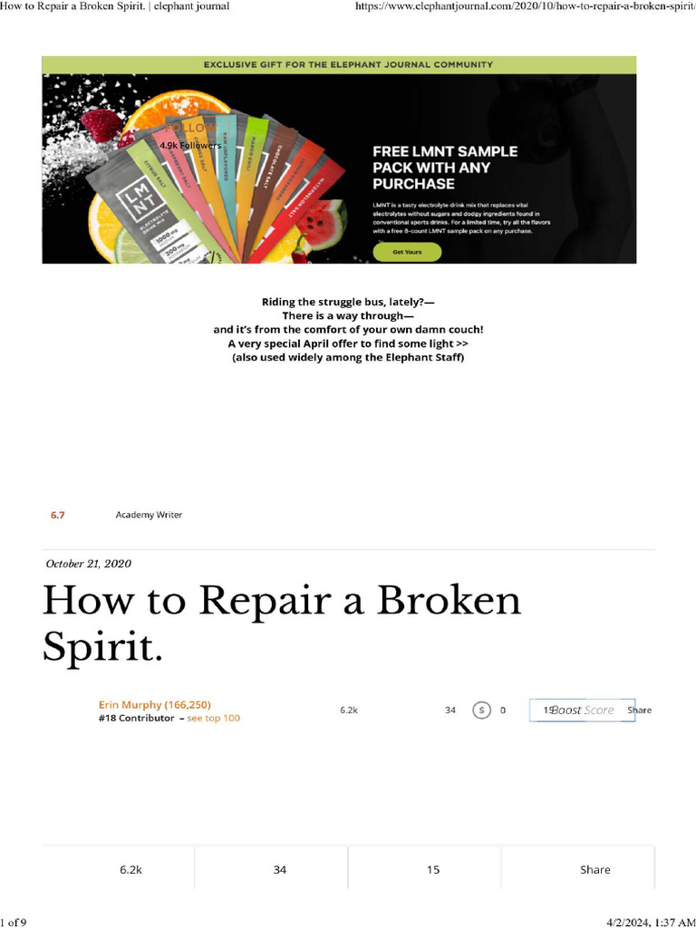 How To Repair A Broken Spirit | PDF