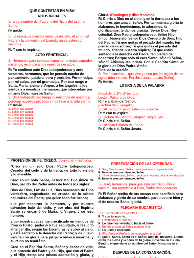 Como Contestar La Misa | PDF