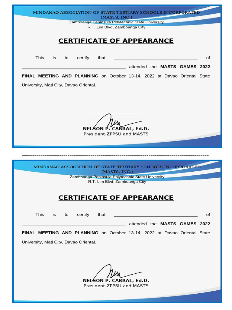 Certificate of Appearance | PDF
