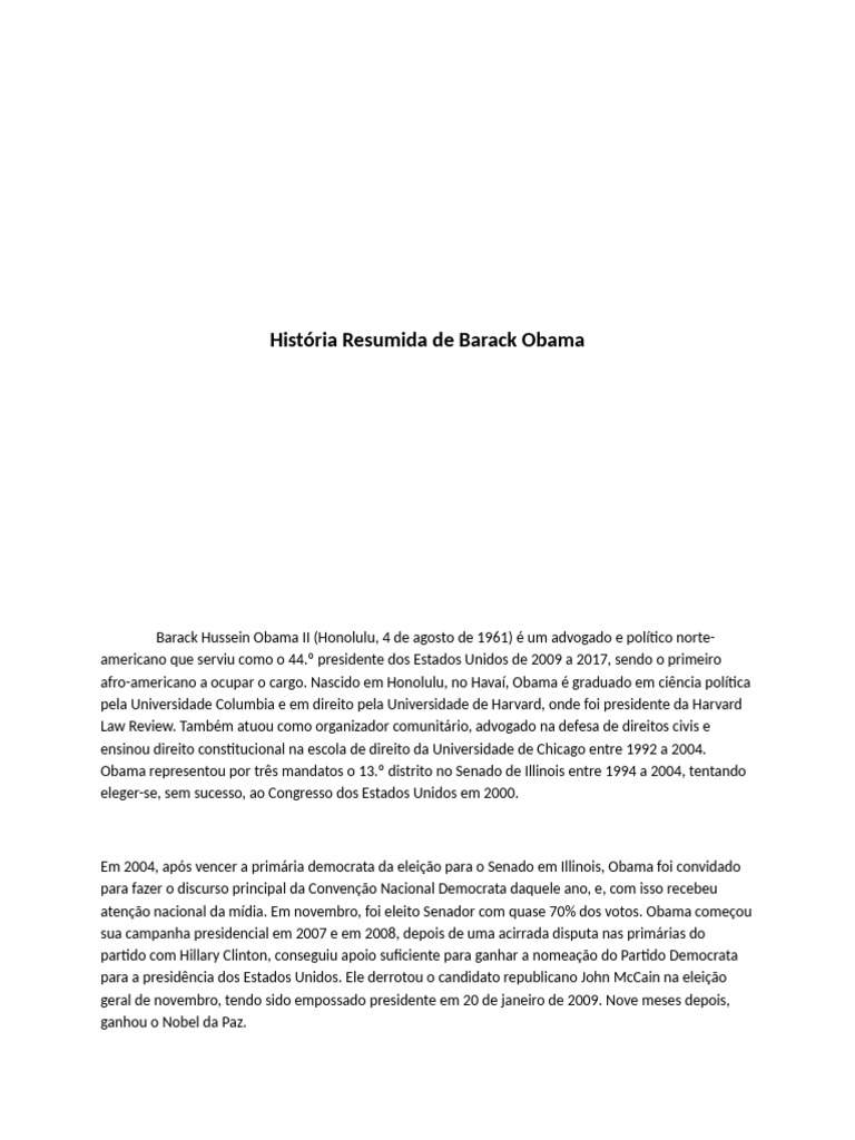 Biografia Resumida de Barack Obama | PDF | Barack Obama