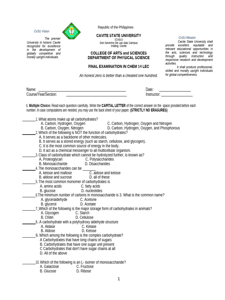 FINAL-EXAMINATION-Chem 14-LEC | PDF