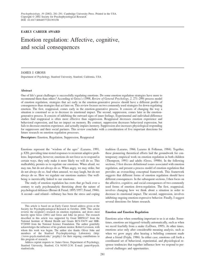 Gross (2002) Emotion Regulation - Affective, Cognitive, and Social ...
