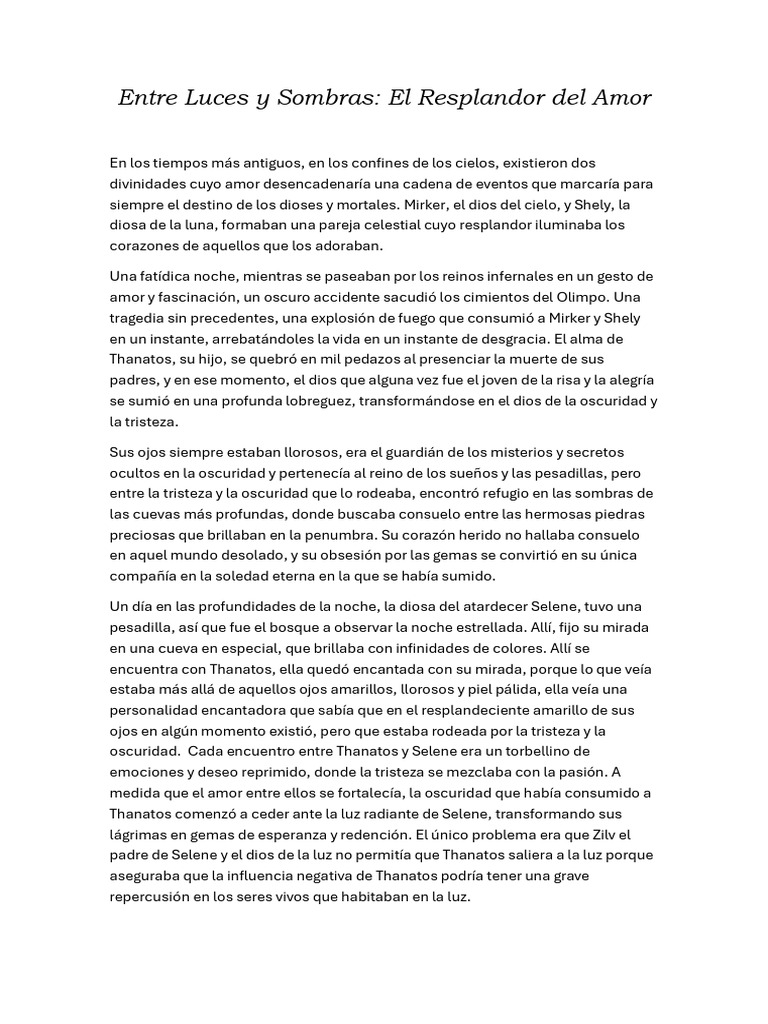 Entre Luces y Sombras El Resplandor Del Amor | PDF