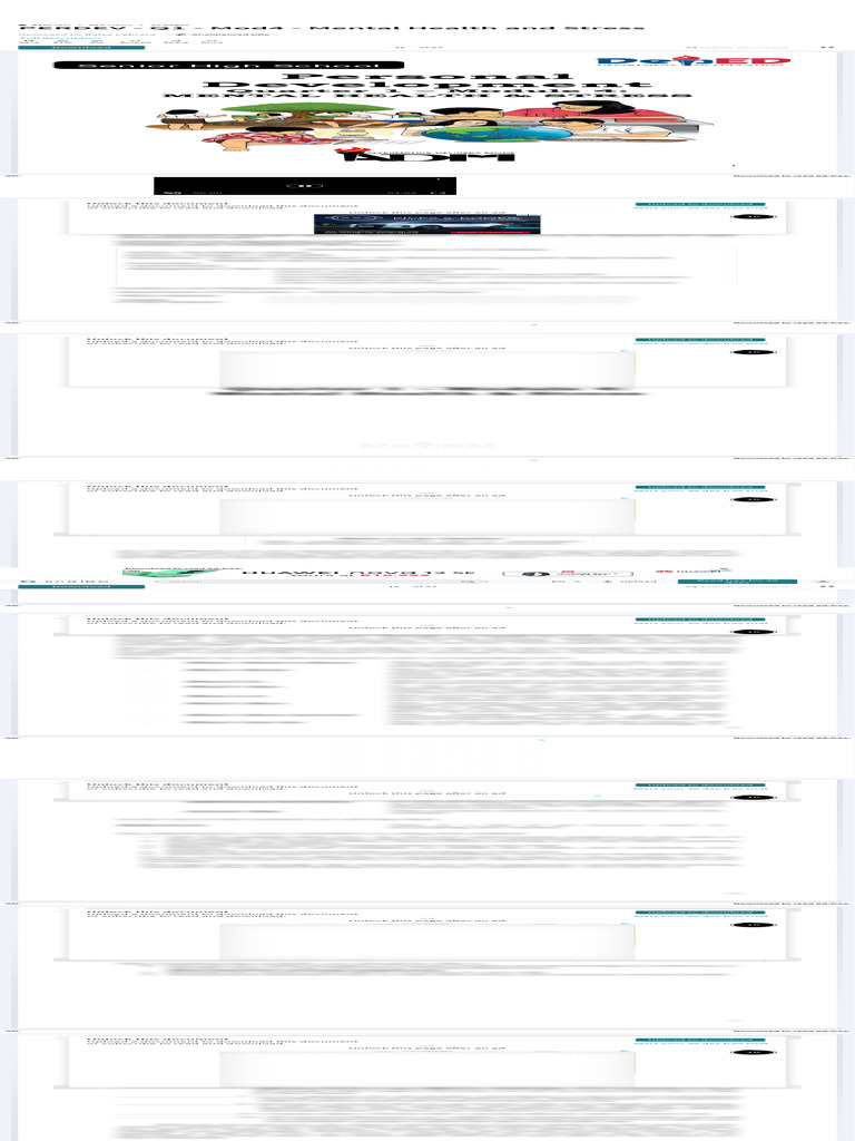 PERDEV - Q1 - Mod4 - Mental Health and Stress PDF Stress (Biology) Mental Disorder 2 | PDF