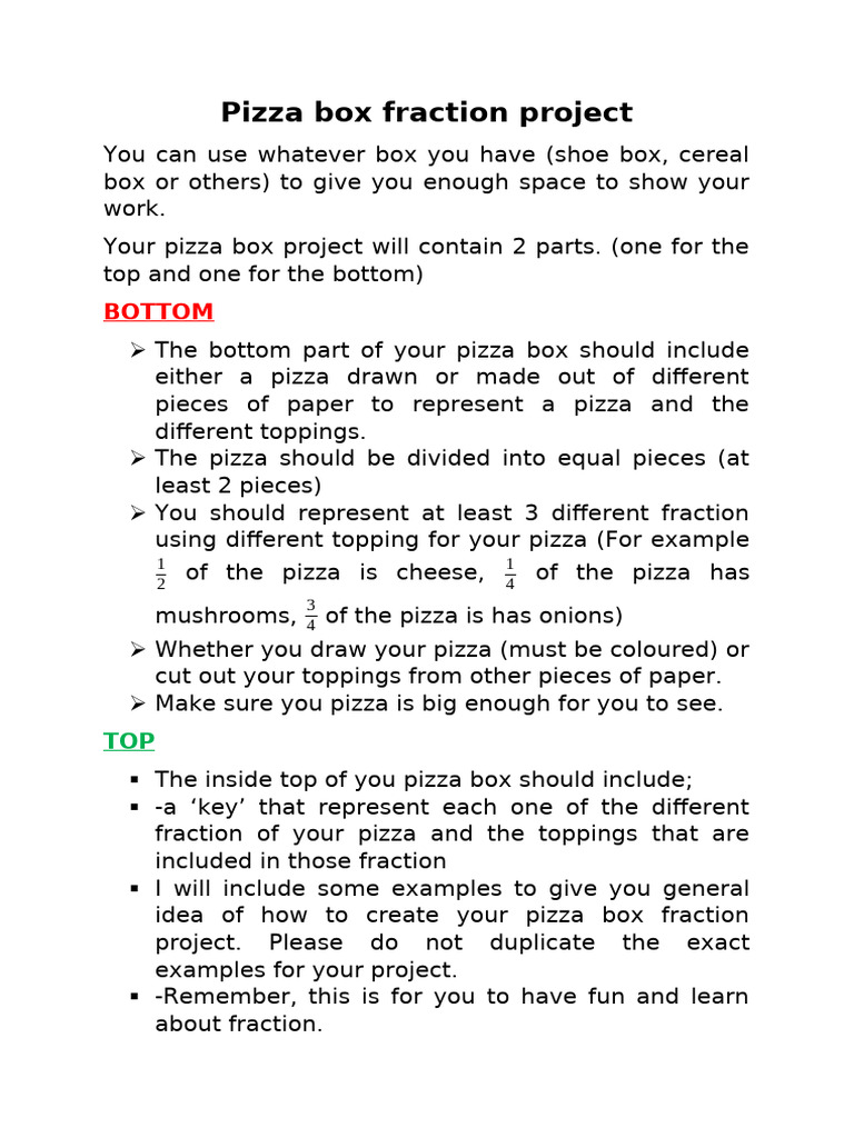 DLP T1 Pizza box fraction project | PDF