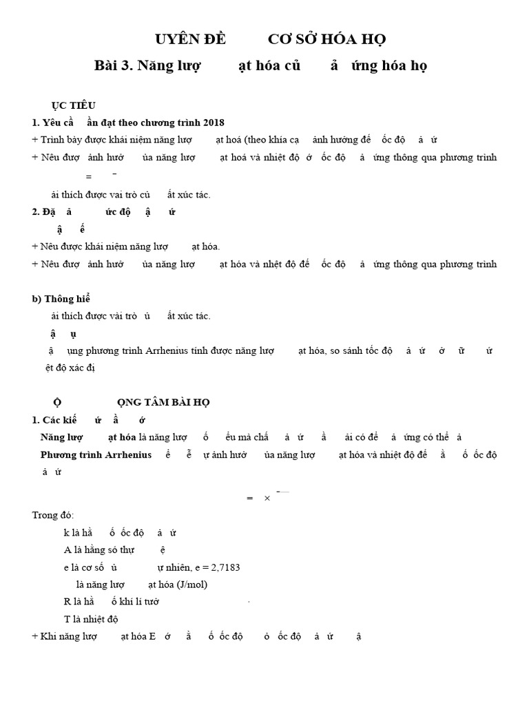HOA HOC LOP 10 Chuyen de 1 P3 Nang Luong Hoat Hoa Cua Phan Ung | PDF