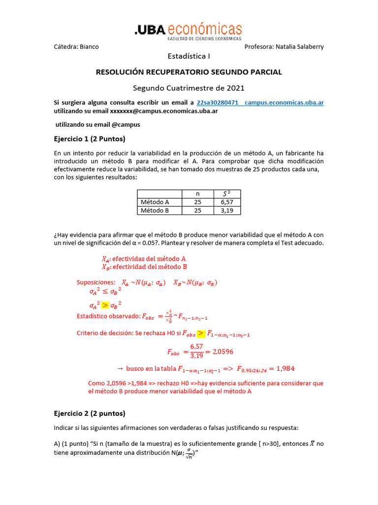 Recuperatorio Segundo Parcial 2C 2021 Resolución | PDF