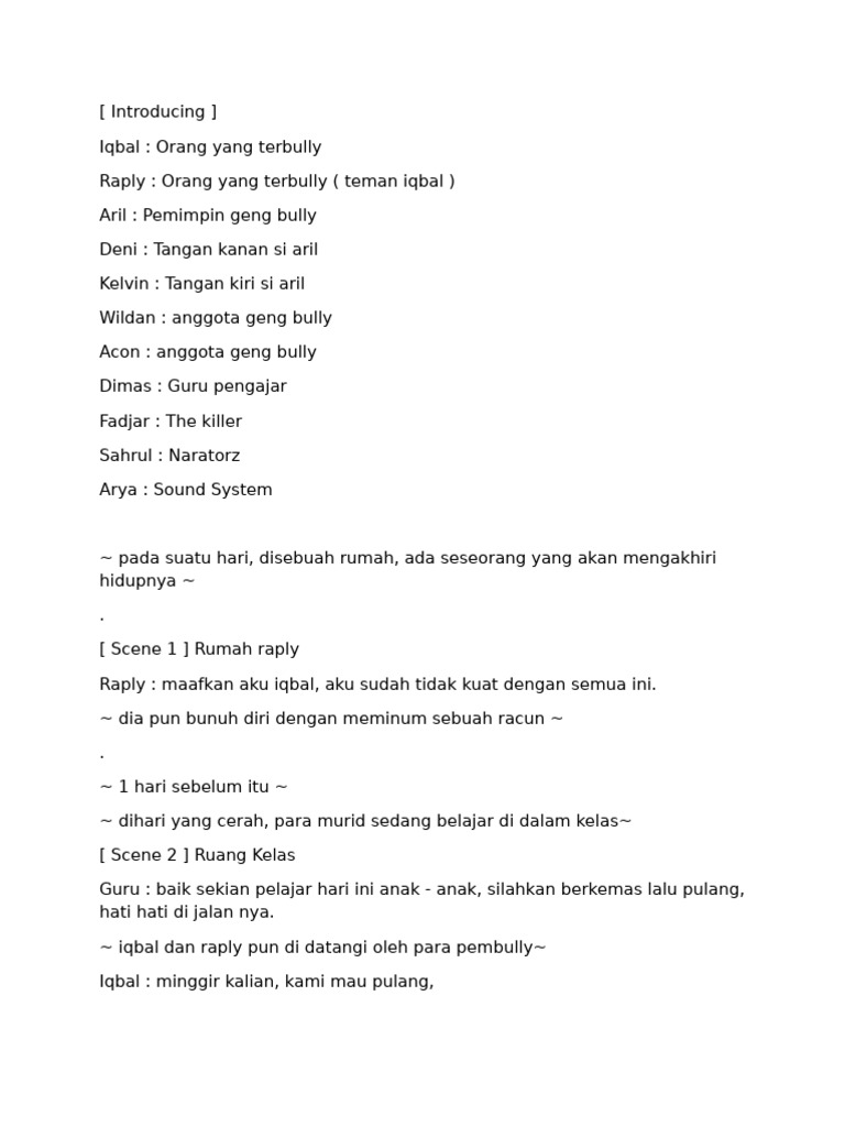 Naskah (Indo) Drama Inggris | PDF