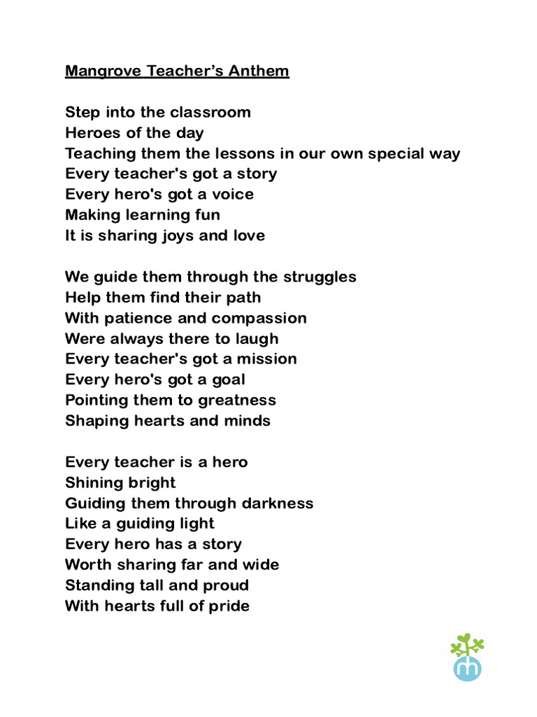 Mangrove Teachers' Anthem | PDF | Poetry