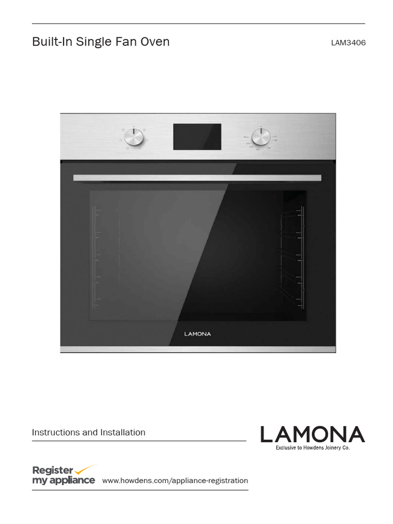 Lamona Built-In Single Fan Oven Manual | PDF | Mains Electricity | Home & Garden