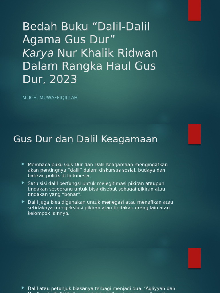 Bedah Buku Dalil-Dalil Agama Gus Dur | PDF