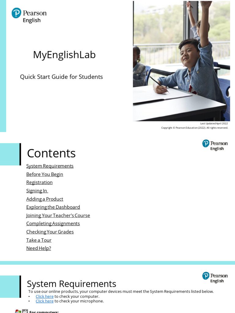 MyEnglishLab Student Quick Start Guide | PDF