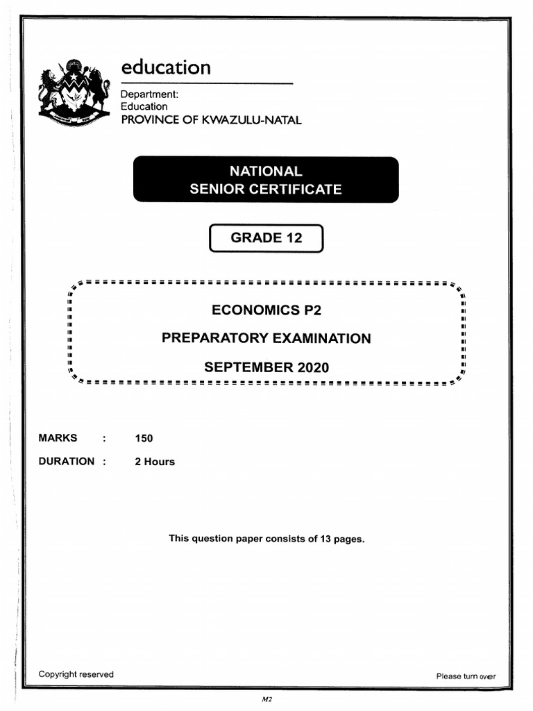 Economics Sept 2020 p2 and Memo | PDF