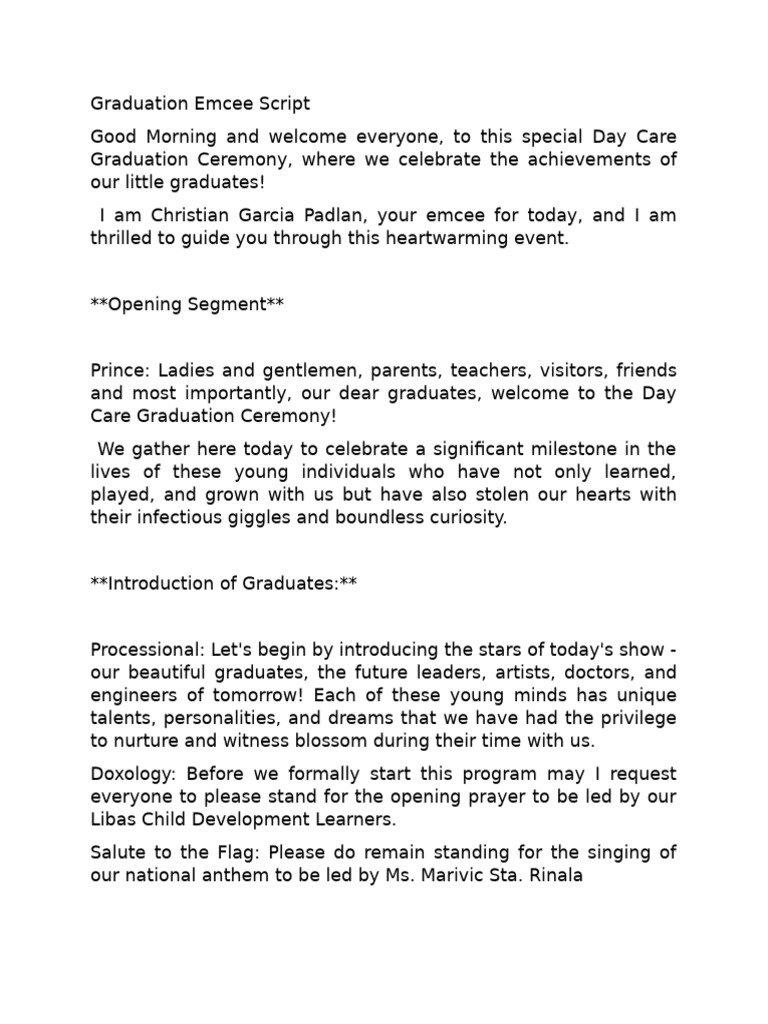 Graduation Emcee Script | PDF