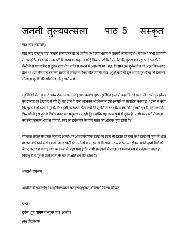 Sanskrit CH 5 10th | PDF