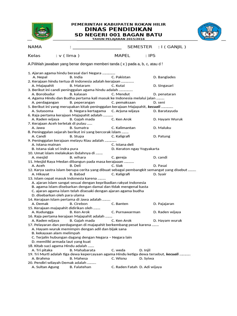 Soal Ips Kelas 5 | PDF