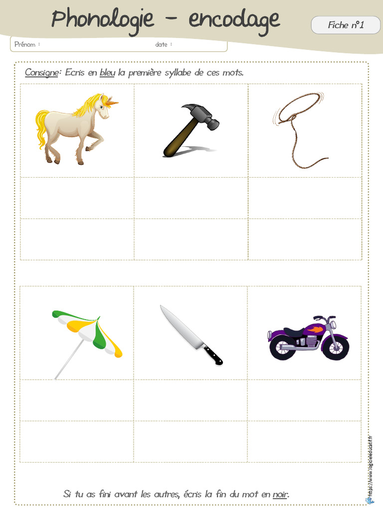 Encodage CP Fiches 1a4 | PDF