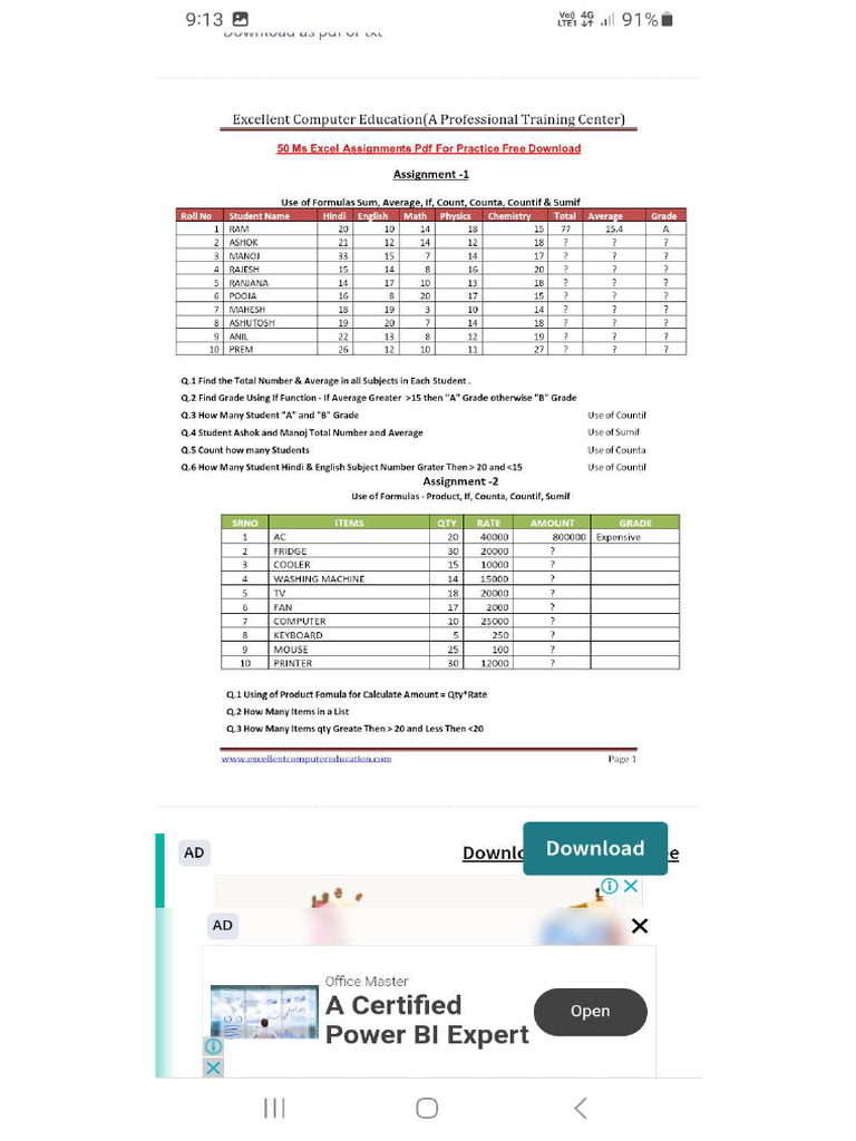 MS Word & Excel Projects | PDF