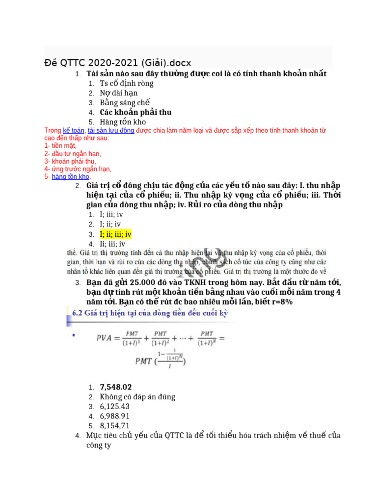 Đề QTTC 2020 | PDF