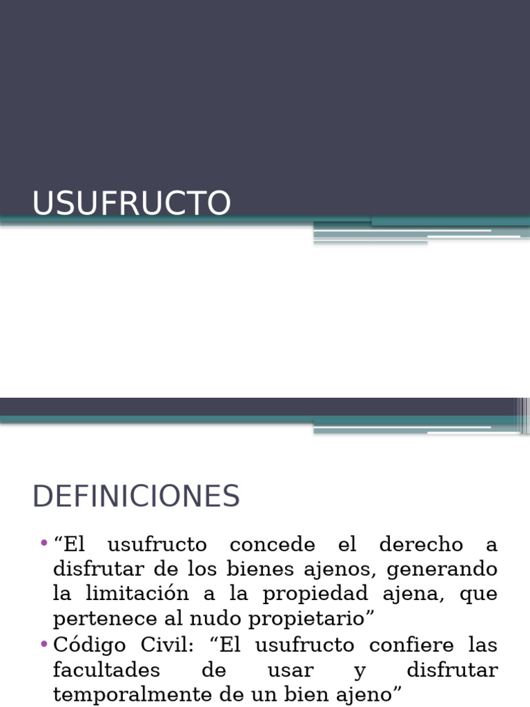 Derechos Reales Usufructo | PDF