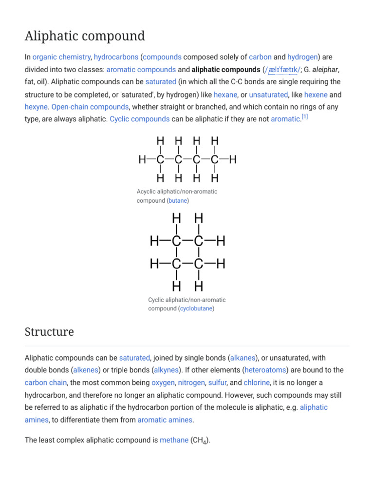 Aliphatic Compound - Wikipedia | PDF