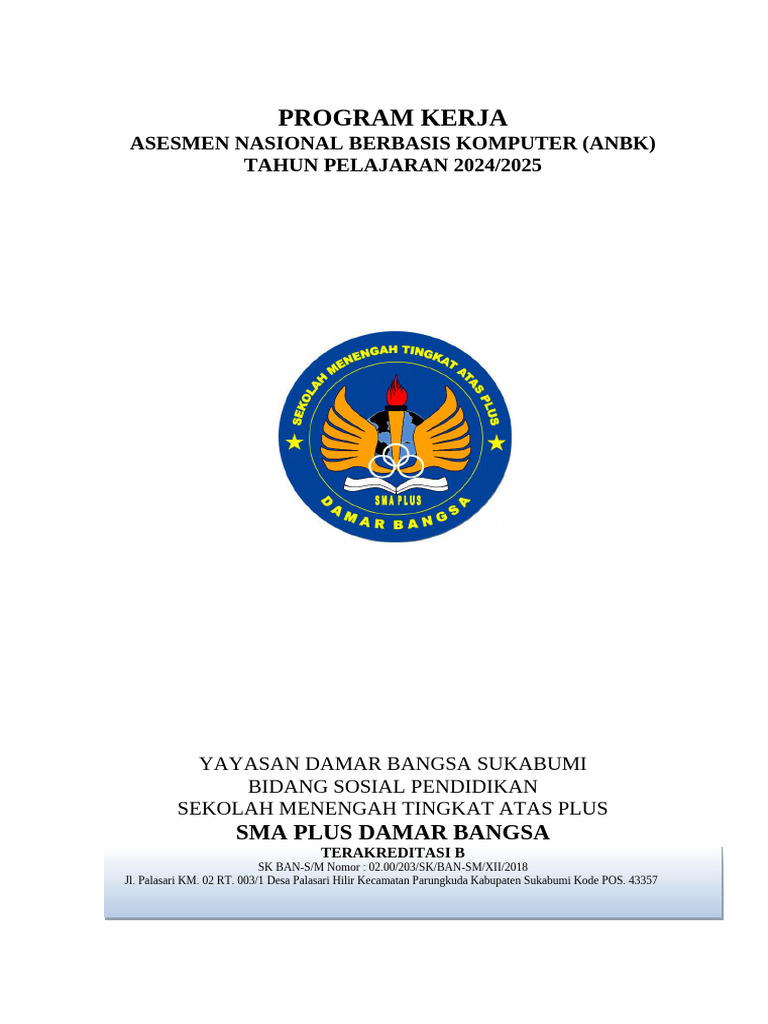 Program Kerja ANBK KLS XI.2024 | PDF