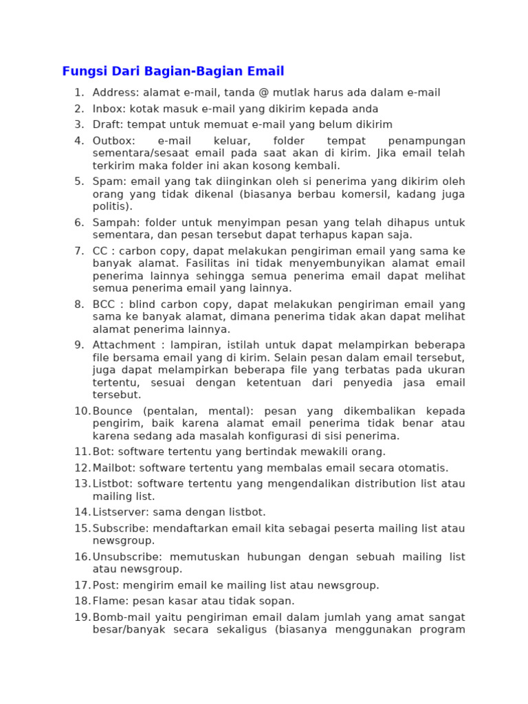 Fungsi Dari Bagian-Bagian Email | PDF