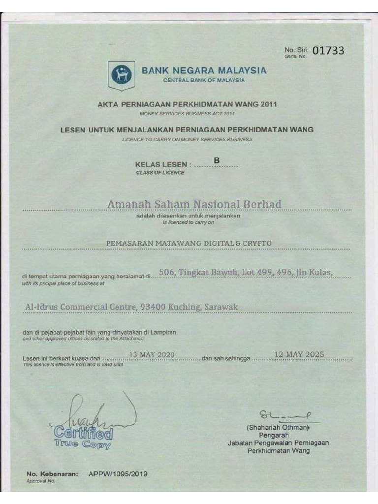 License of Authorised BNM - ASNB | PDF