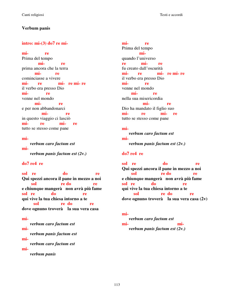 Verbum Panis (Per Chitarra) | PDF