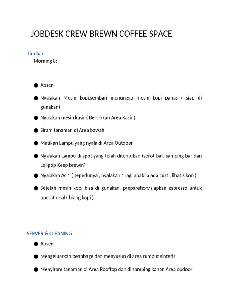 Job Desk Brewn | PDF