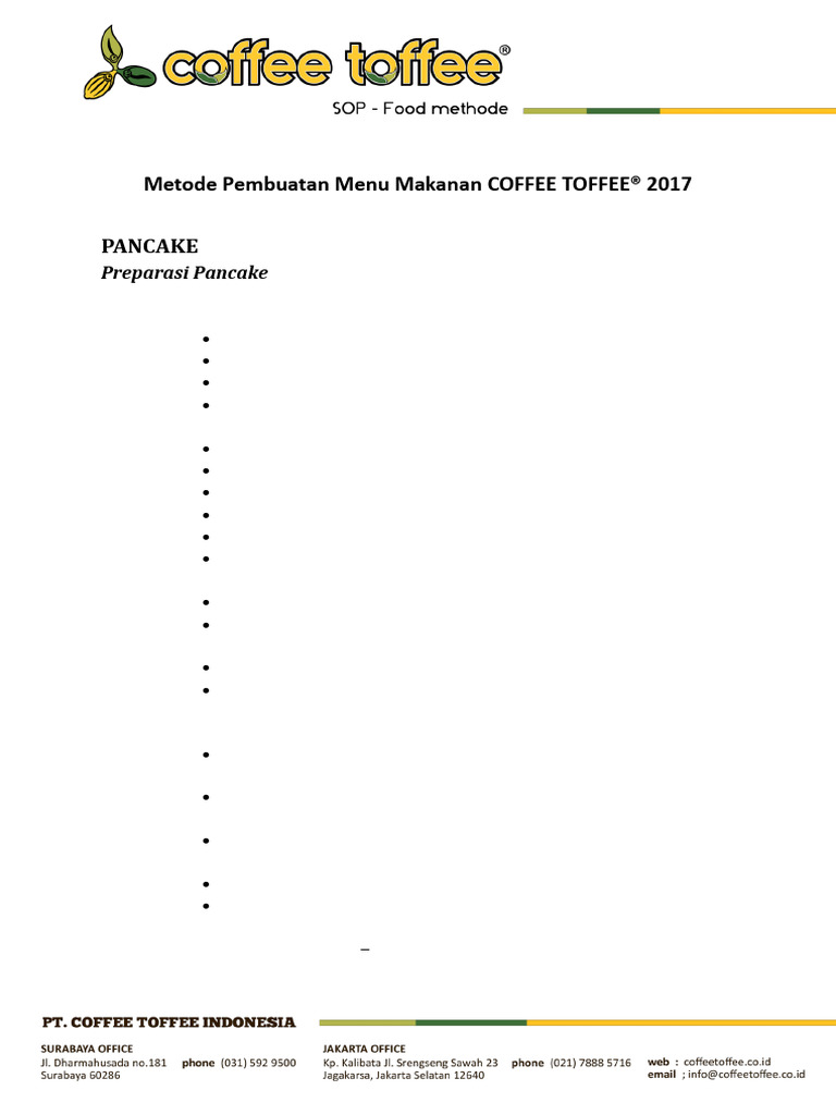 Food Method (SOP) - 2017 | PDF