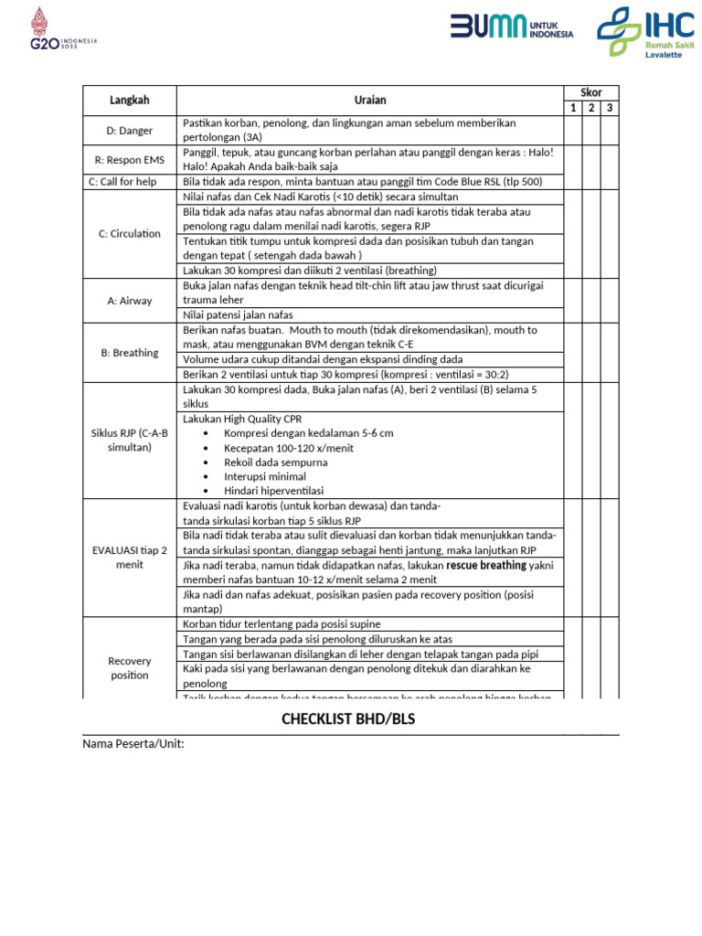 CEKLIST BHD Non Medis | PDF