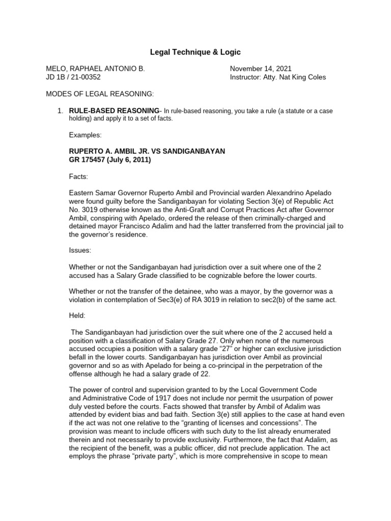 Melo 21 00352 Legal Technique Logic | PDF