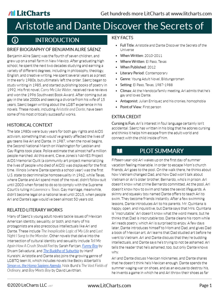 Aristotle and Dante Discover The Secrets of The Universe Litchart | PDF