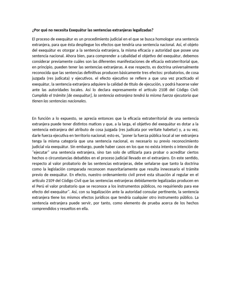FORO DIP - Por Qué No Necesita Exequátur Las Sentencias Extranjeras Legalizadas | PDF