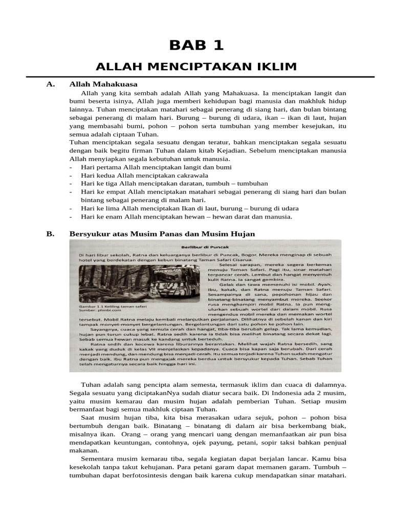 Bab 1 Allah Menciptakan Iklim (Kls 3) | PDF