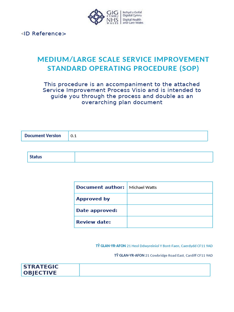 TEM DHCW SOP Service Improvement Standard Operating Procedure | PDF