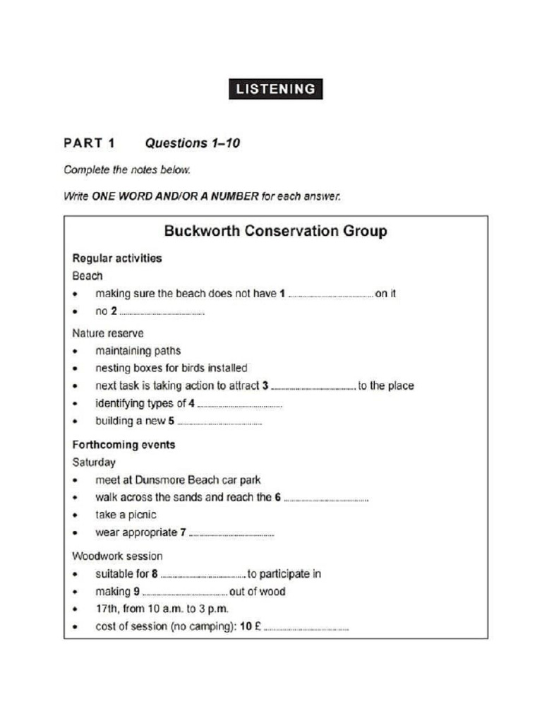 Listening Test Pdf