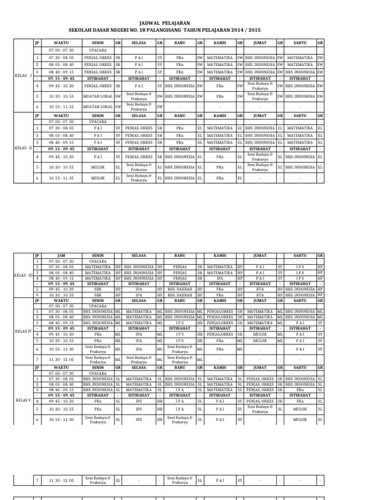Jadwal Pelajaran Kurikulum Merdeka 2024 2025 Pdf