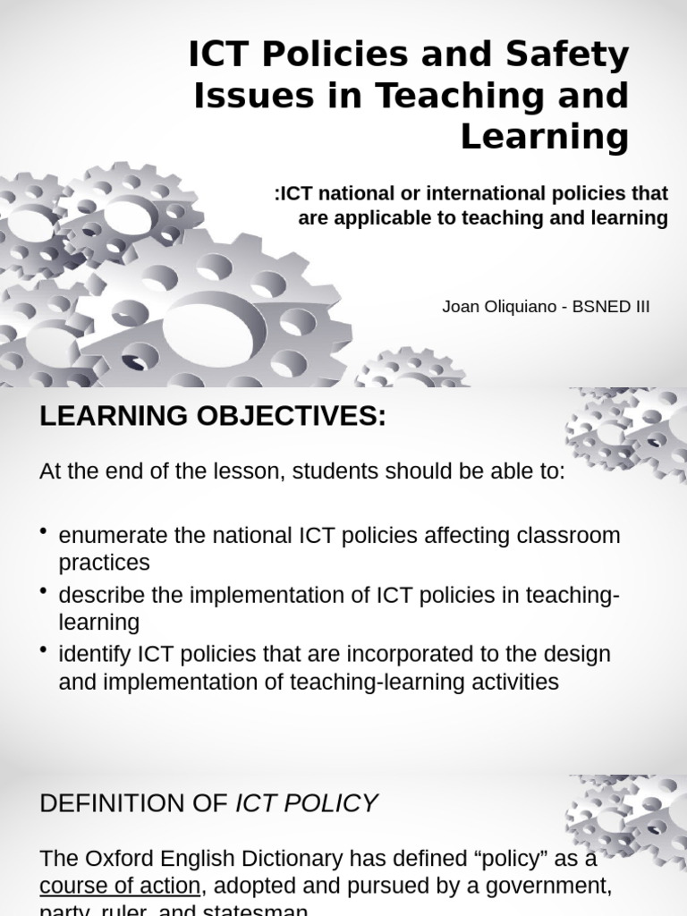ICT Policies and Safety Issues in Teaching and Learning | PDF