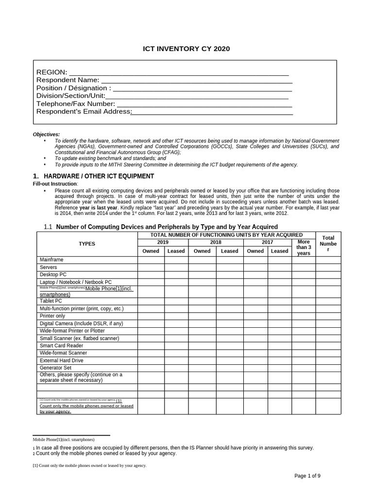 Ict Inventory Form 2020 | PDF